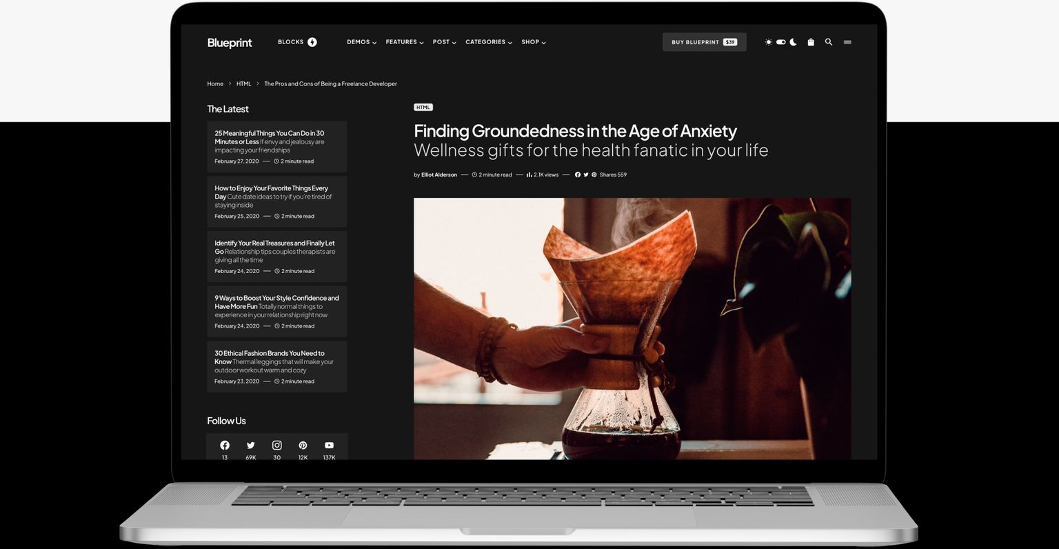 Blueprint. Next-Generation Blog & Magazine WordPress Theme with Dark Mode